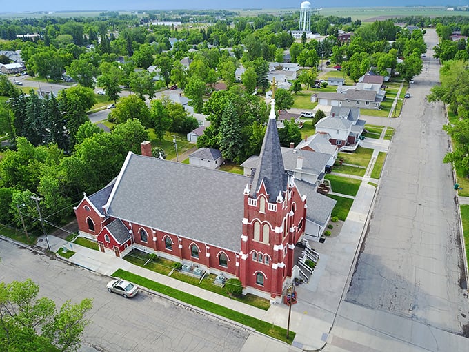 St. Alphonsus Church's striking red brick and soaring steeple anchor the town both spiritually and visually.