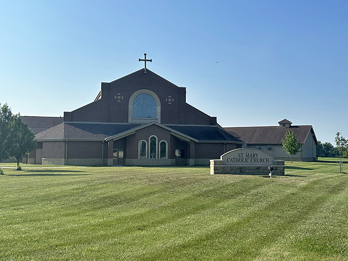St. Mary Catholic Church offers spiritual sanctuary with its clean lines and modern design &ndash; proving faith in small-town Iowa comes in all architectural styles.