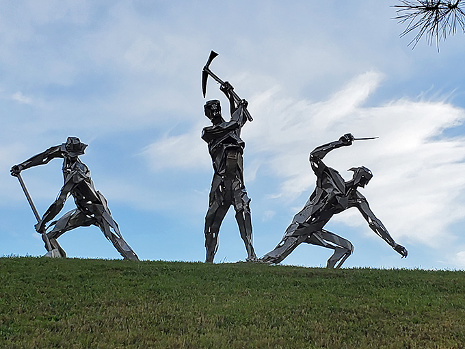 These dynamic bronze figures capture the spirit of hard work that built the gardens. They're working harder than my fitness tracker on vacation.