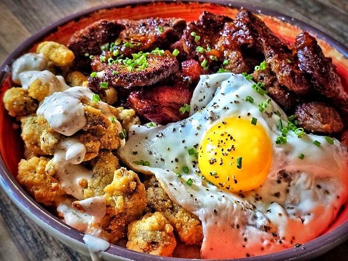 This bowl is basically breakfast's greatest hits album&mdash;starring a perfectly cooked egg that's ready for its close-up and steak that didn't skip seasoning day. 
