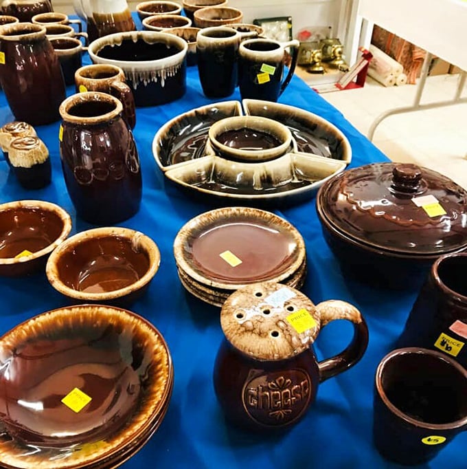 Stoneware pottery glazed in rich browns proves that functional items can also be beautiful without costing a small fortune.