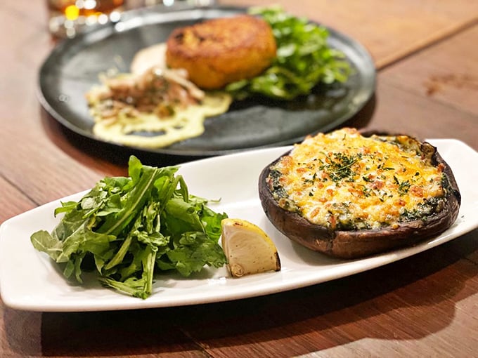 A mushroom cap filled with cheesy, golden goodness&mdash;it's basically nature's edible bowl doing exactly what it was born for.