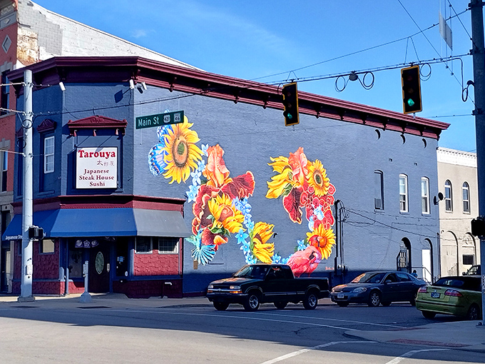 Tarouya's vibrant mural brings unexpected culinary diversity to small-town Indiana&mdash;who says you can't find great sushi between cornfields?