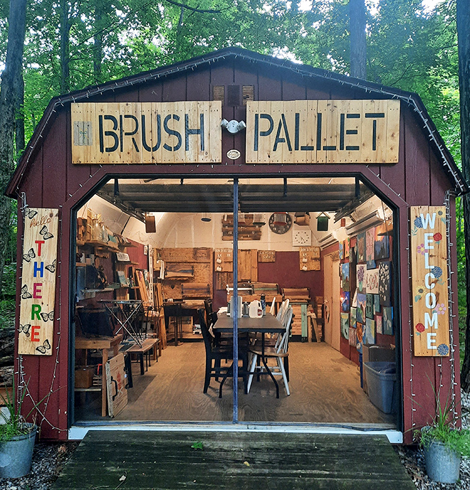 The Brush & Pallet barn studio proves creativity thrives in unexpected places. It's where Bob Ross meets rustic New England charm.