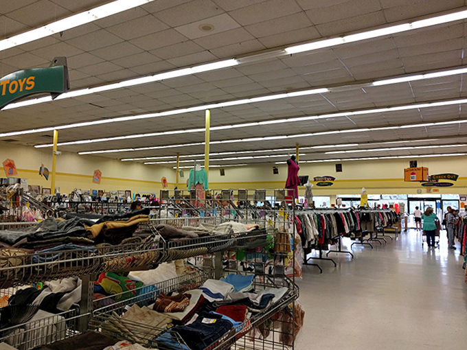 The wide-open expanse of Thrift Town feels like an archaeological dig through recent American history, no brushes or permits required.