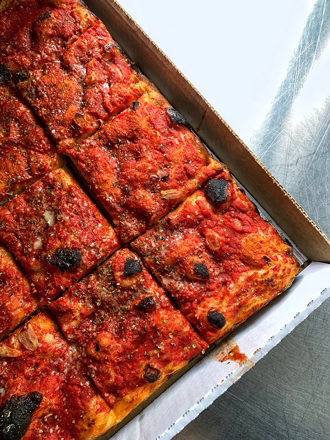 The square pie that launched a thousand Instagram posts. Those crispy edges are worth fighting your dining companions for.