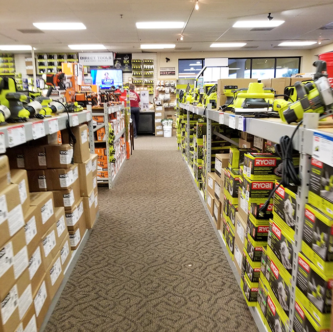 Tool paradise for DIY dreamers! Even if your home improvement skills are questionable, these Ryobi displays make you believe anything is possible.