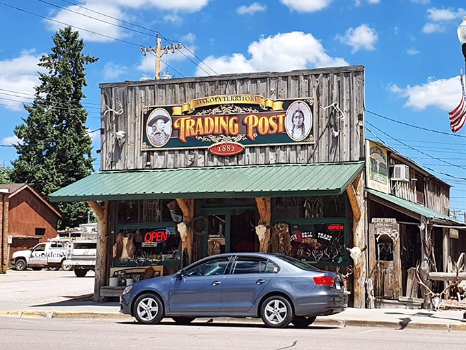 The Bakken Veterinary Trading Post wears its Western heritage literally on its weathered wooden sleeve, authenticity you can't fake or manufacture elsewhere. 