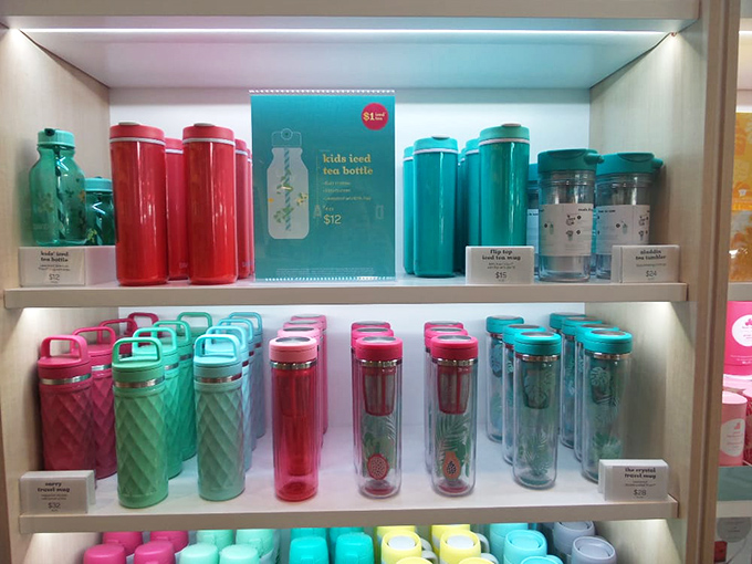 Colorful tumblers lined up like soldiers ready for your hydration needs. Because staying properly watered shouldn't cost as much as a small appliance.