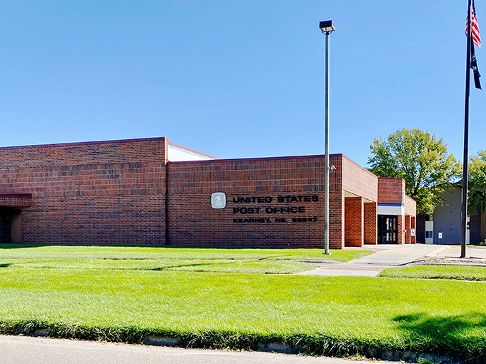 The Hartley R. Lux Memorial Post Office stands ready to handle your packages with small-town efficiency and Midwestern friendliness.