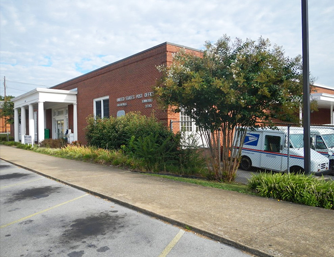 Even the post office in Greeneville has character. Letters probably arrive with a side of Southern charm and a handwritten "y'all come back now."