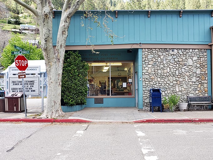 This blue-trimmed stone post office doesn't just deliver mail&mdash;it delivers a slice of small-town life where everyone knows your name.