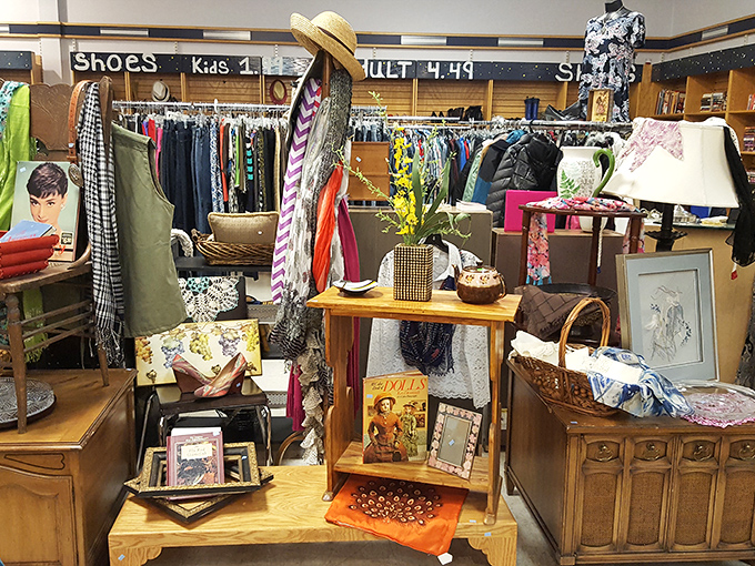 A perfectly curated vignette that whispers "Montana cabin aesthetic" while shouting "incredible bargain!" Someone's going home with a hat-worthy story today.