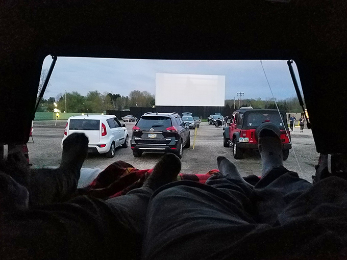 The ultimate movie fort&mdash;blankets, pillows, and a tailgate view that beats any living room setup you could possibly imagine.