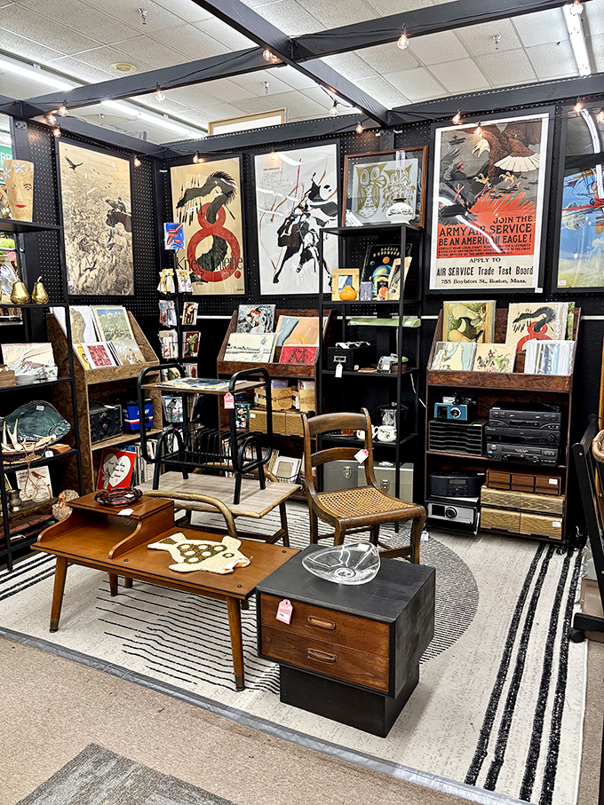 A gallery wall of Hollywood icons and artistic prints&mdash;where else can Marilyn Monroe and Frank Sinatra silently observe your shopping?