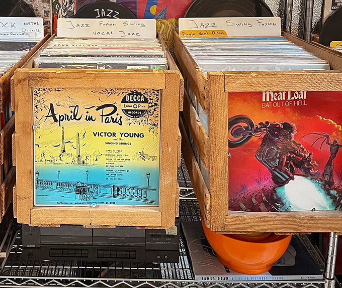 Vinyl records waiting to spin tales from when album art was actually art worth framing.