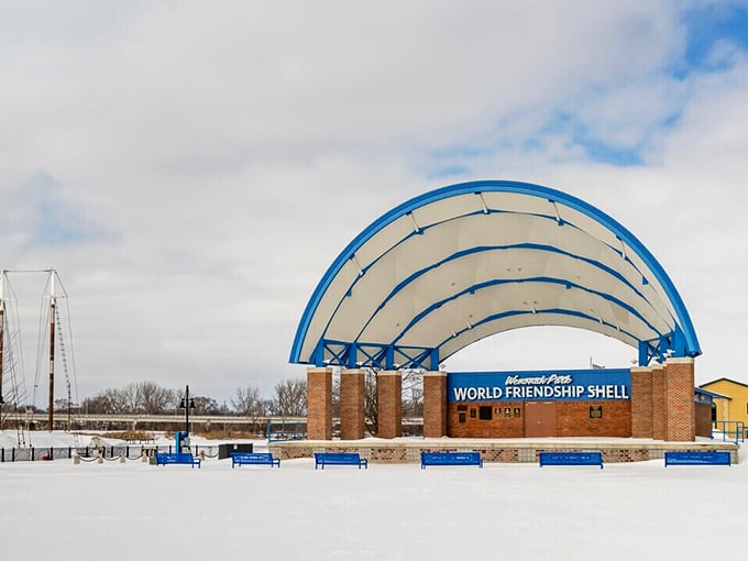 The World Friendship Shell at Wenonah Park: where summer concerts sound better because you're not paying big-city ticket prices.