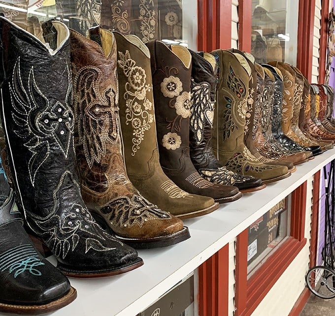 These aren't just boots; they're wearable art with stories stitched into every flower and swirl. Cinderella would trade her glass slippers for these.