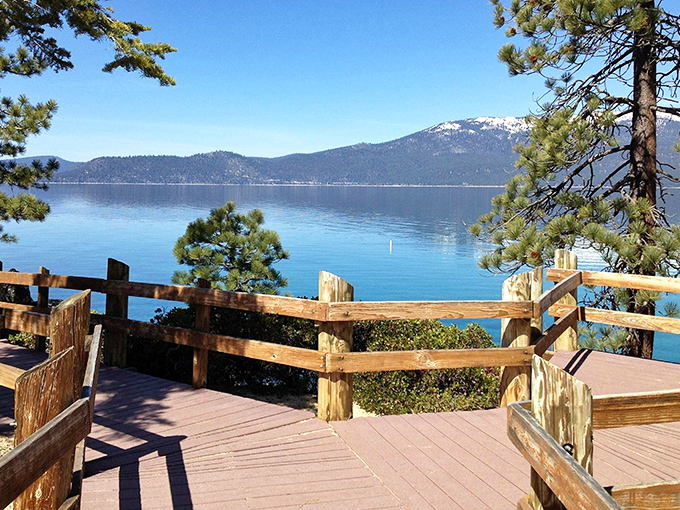 The viewing deck where "just five more minutes" turns into an hour. Tahoe blue stretches to the horizon, making time stand wonderfully still.