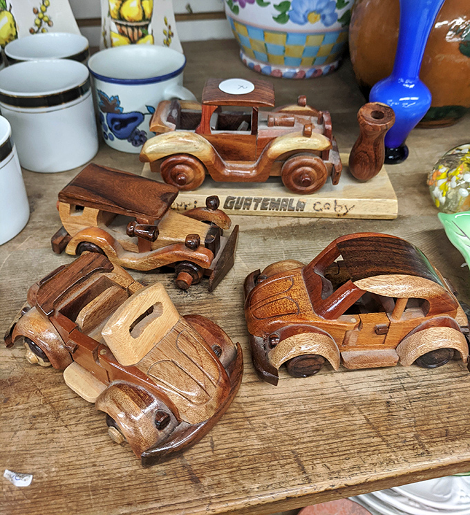 Handcrafted wooden cars from Guatemala that prove one person's donation is another's nostalgic collectible. Vroom vroom to childhood memories!