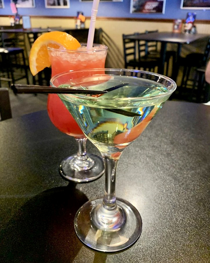Cocktail hour done right: a classic martini alongside something fruity and refreshing, because sometimes you need options in life.