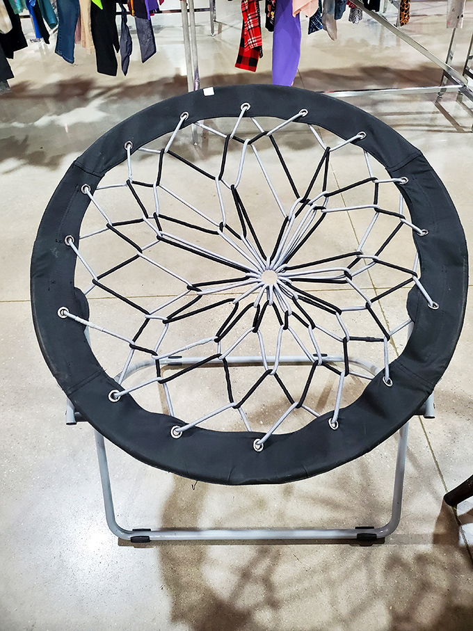 Not just a chair, but a conversation piece. This bungee-cord creation promises either surprising comfort or an amusing story about that time you fell through.