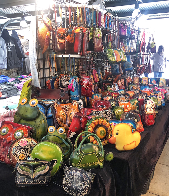 Leather creatures and colorful characters transform into functional art. These aren't just purses&mdash;they're conversation pieces with shoulder straps.