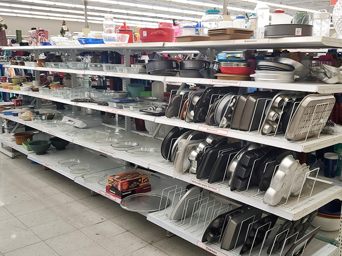 Baker's bonanza! Enough pans, trays and baking dishes to outfit a cooking competition, all waiting for their next batch of cookies.