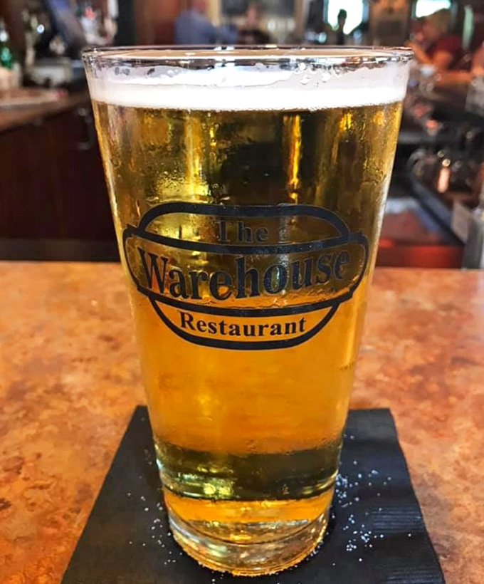 A cold beer in a branded glass &ndash; because sometimes the perfect pairing for exceptional food is simple, cold, and comes with a head.