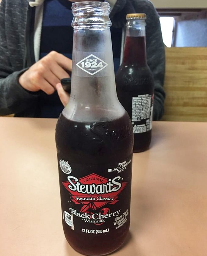 Nothing complements a steamed cheeseburger quite like a classic Stewart's Black Cherry. It's the burger's soulmate in liquid form.