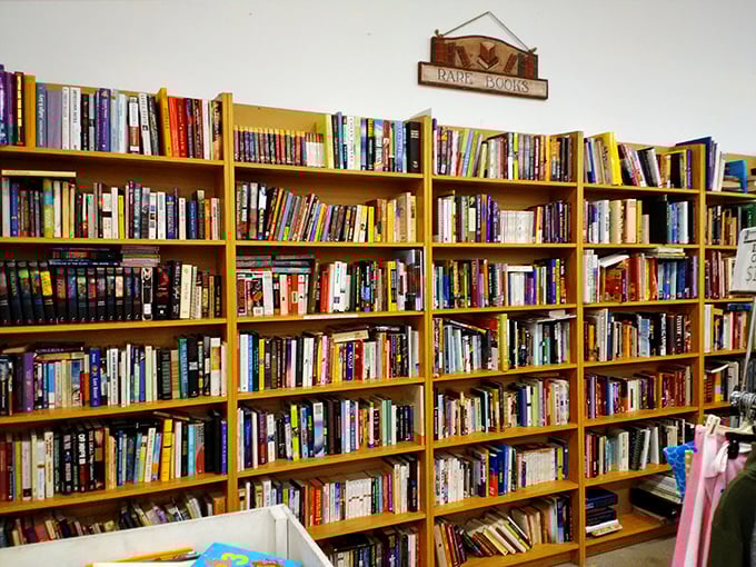 Literary heaven for the budget-conscious bookworm. These shelves hold enough stories to last through a South Dakota winter&mdash;twice.