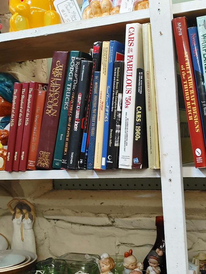 Car enthusiasts' literary corner, where automotive dreams are bound between covers and waiting for their next caretaker.