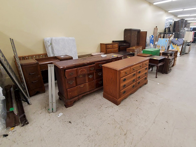 Solid wood furniture with stories to tell waits patiently for second acts in new homes—no assembly required.