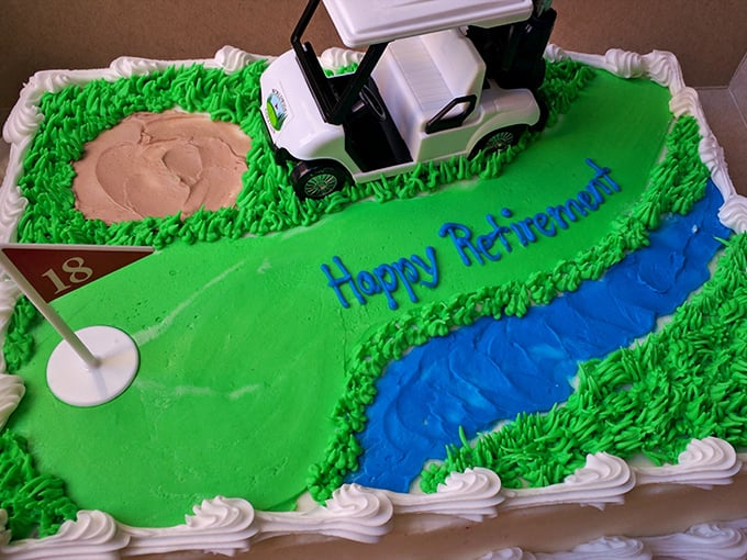 Retirement never looked so green! Marge's custom cakes turn life's milestones into edible memories, complete with miniature golf carts and all.