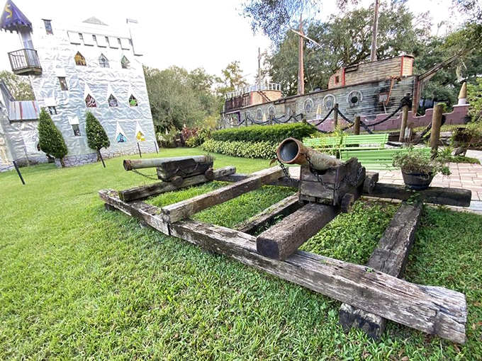 These cannons haven't fired in centuries, but they're still the best conversation piece in a yard that's essentially a museum without walls.