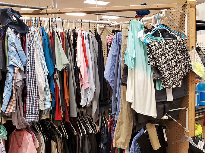 The clothing racks tell a thousand stories, each hanger holding possibilities for reinvention, style evolution, or just a really good deal.