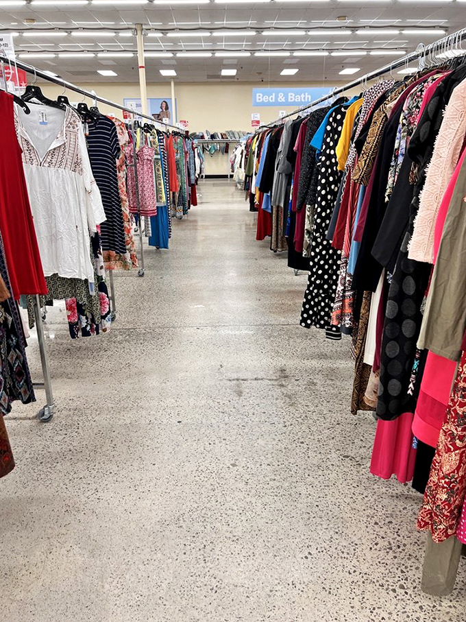 The runway of second chances. Each hanger holds a garment with stories to tell and new adventures to experience with its next owner.