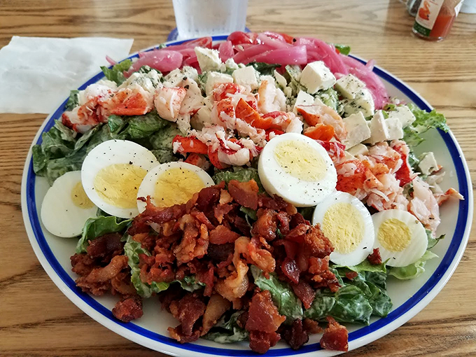 A Cobb salad that actually makes you excited about eating vegetables. Those pink pickled onions add the perfect pop of color and tang.