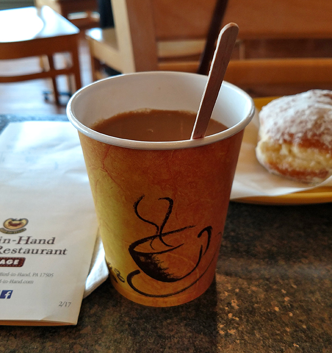 Coffee served in a cup that knows its purpose in life. The perfect companion to whatever baked miracle you've selected from the display case.