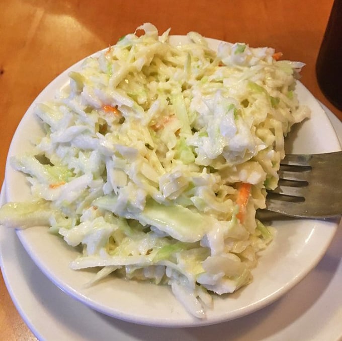 Fresh coleslaw that actually tastes homemade, not like it came from a bucket marked "Tuesday."