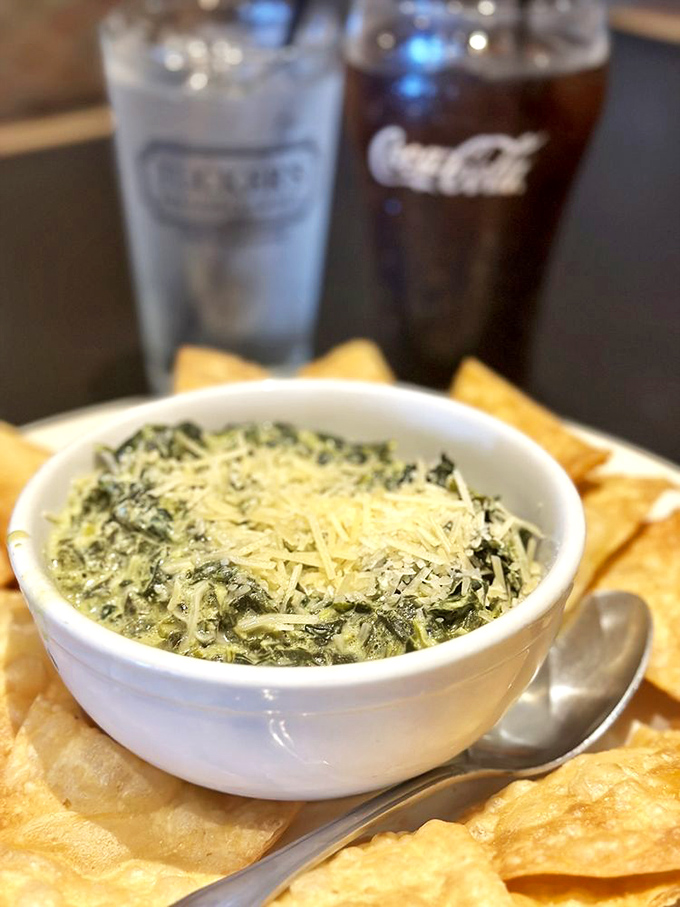 Spinach and artichoke dip that's more cheese than vegetable&mdash;exactly as the food gods intended it to be.