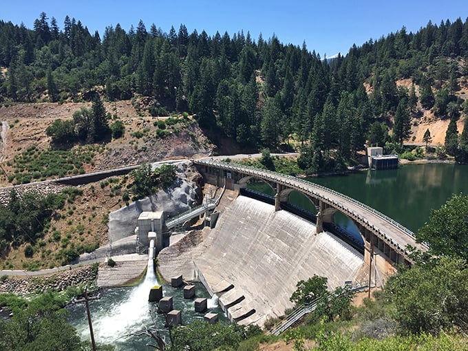 The dam at Lake Britton offers a different kind of water spectacle. Engineering meets nature in a surprisingly harmonious relationship.