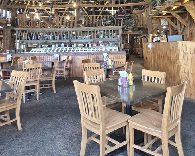 Dining room that whispers "take your time" instead of shouting "turn tables." Those wooden chairs have supported generations of satisfied diners.