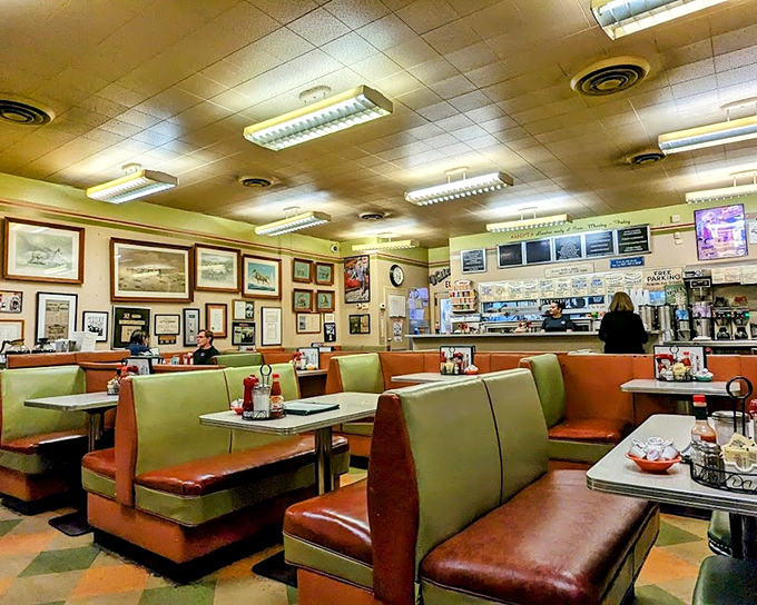 Diner design perfection&mdash;where the booths are worn just right and every table feels like the best seat in the house.