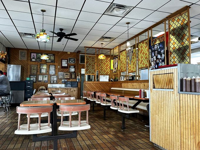 The dining area feels like it's been frozen in amber since the Kennedy administration, and that's precisely its charm. Comfort never goes out of style.
