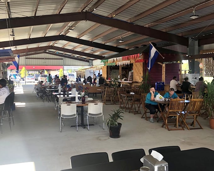 The dining area offers a perfect pit stop where weary shoppers refuel before their next treasure hunt.