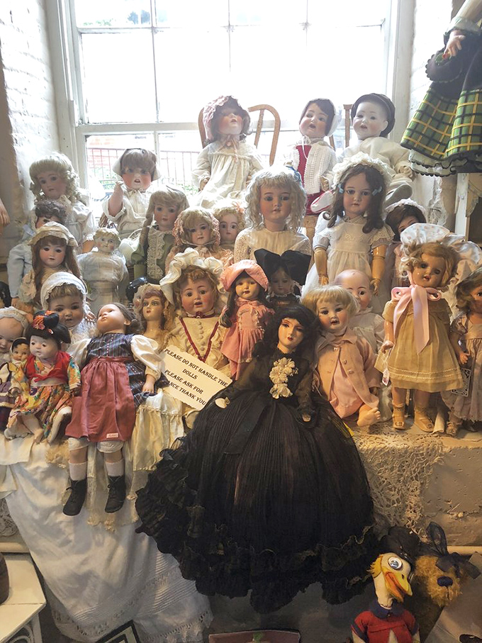 The world's most unsettling family reunion. These porcelain faces have witnessed decades of history and are just dying to tell you about it.