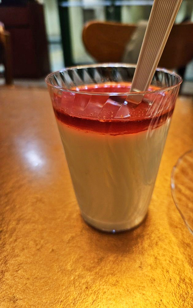 This isn't just a beverage&mdash;it's a two-toned conversation starter. The bottom layer whispers sweet nothings while the top brings the berry drama.