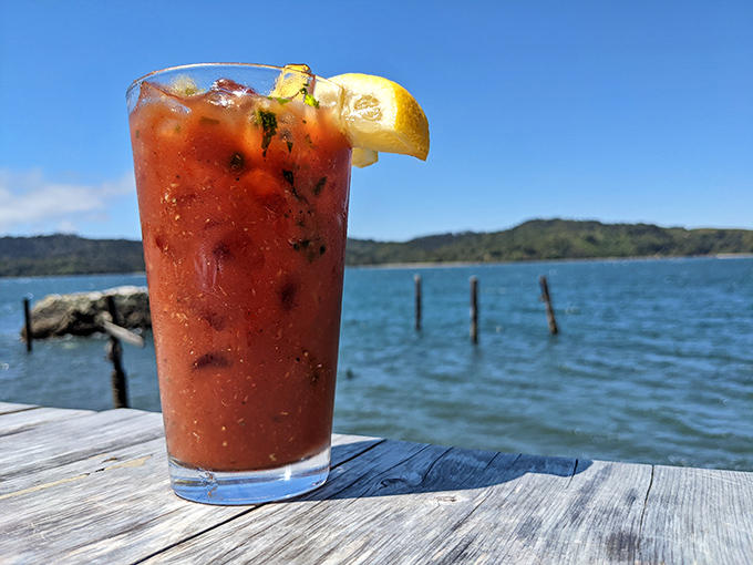 A Bloody Mary with a view&mdash;because vitamins taste better when consumed with vodka and a panoramic backdrop of Tomales Bay.