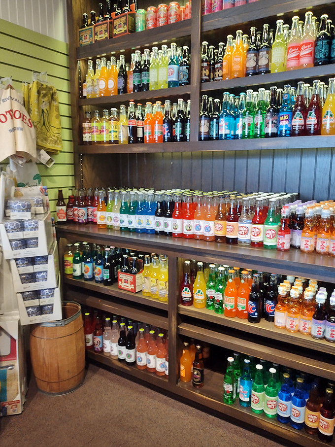 A soda lover's paradise that would make any dentist wince&mdash;vintage bottles arranged like a fizzy, sugary art installation.